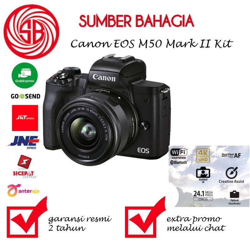 Promo Sumber Bahagia - Canon Eos M50 Mark Ii Kit 15-45mm Is Stm Kamera Mirrorless Diskon 10% Di ...