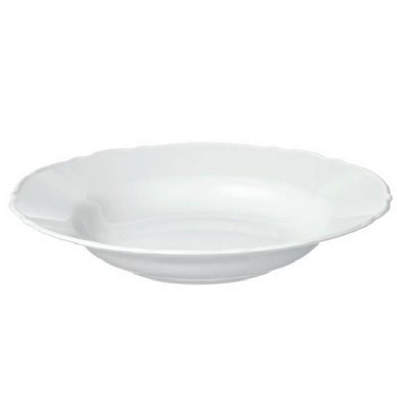 Jual Piring Cekung Keramik Kaca Import Desain Rustic Cantik 26cm_Putih ...