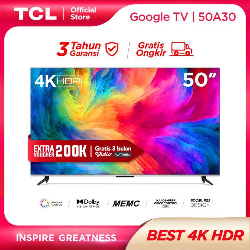 Jual [google Tv] Tcl 50 Inch Smart Tv - 4k Uhd - Dolby Vision-atmos ...