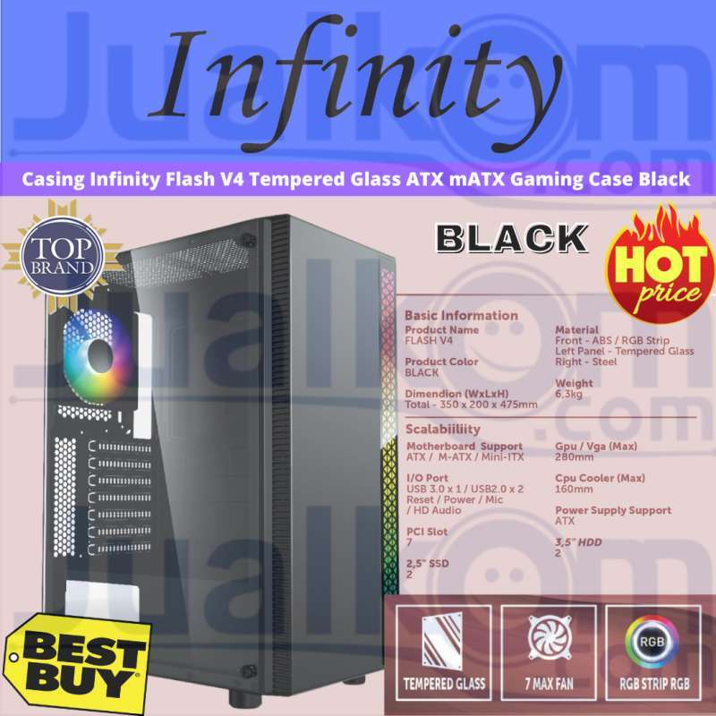 Promo Casing Infinity Flash V4 Tempered Glass ATX MATX Gaming Case ...