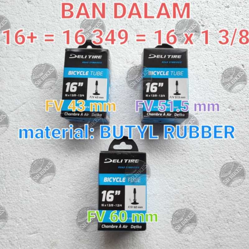 Jual BAN DALAM 16 349 16+ 16 X 1 3/8 SEPEDA LIPAT. FV PRESTA. DELI TIRE di Seller cahayaku ...