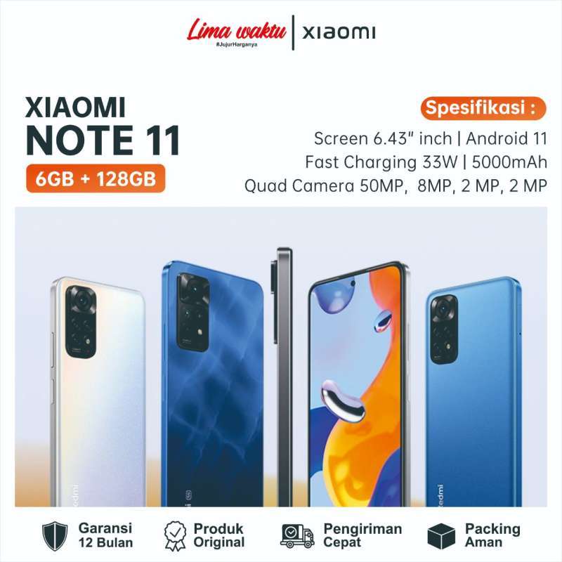 Jual Redmi Xiomi Note 11 6/128GB (Screen 6.43inch, Android 11, Fast ...