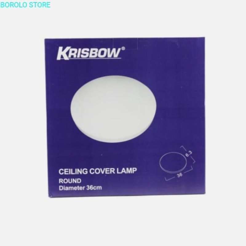 Jual krisbow cover lampu bulat 36 cm_ceiling cover lamp round white di ...