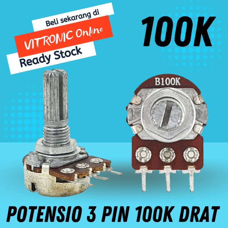 Jual Potensio 3 pin 100k Drat Mono Kaki 3 Lurus Tiang Panjang 104 ...