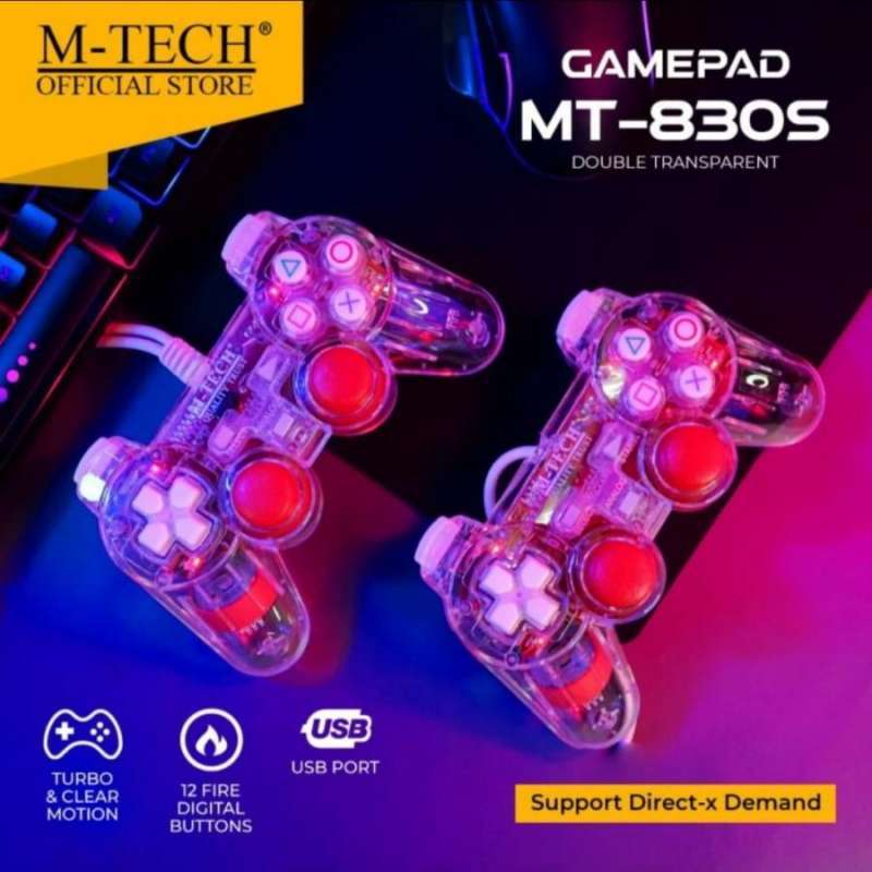 Promo M-Tech Original Gamepad Stick PC Laptop PS Double Getar Tranparan ...