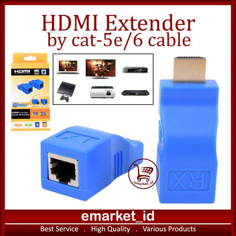 Jual HDMI Extender 30M / Adapter LAN RJ45 Female HDMI Male Ethernet ...