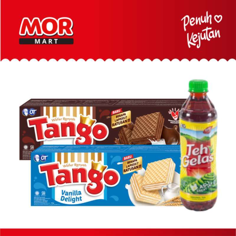 Jual Paket Snack Cemilan Wafer Tango 163gr + Teh Gelas Original 250ml ...