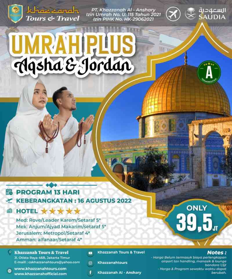 Jual UMRAH PLUS AQSHA & JORDAN 13 H BY SAUDIA di Seller Khazzanah Tours & Travel - Bidaracina ...