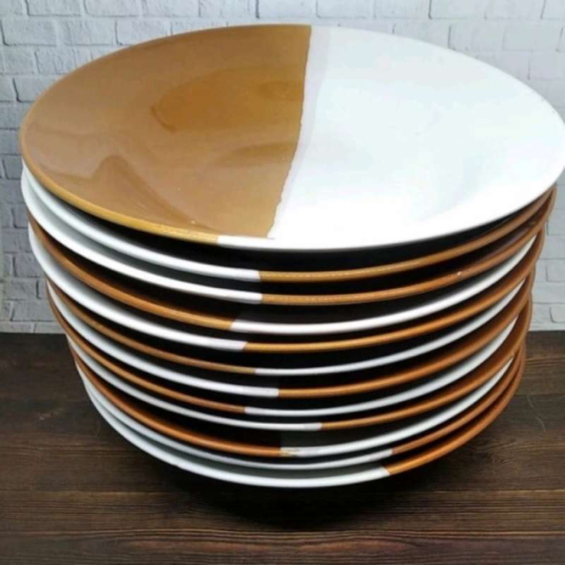 Promo PIRING MAKAN KERAMIK TWO TONE 1 LUSIN PIRING KERAMIK TWO TONE ...