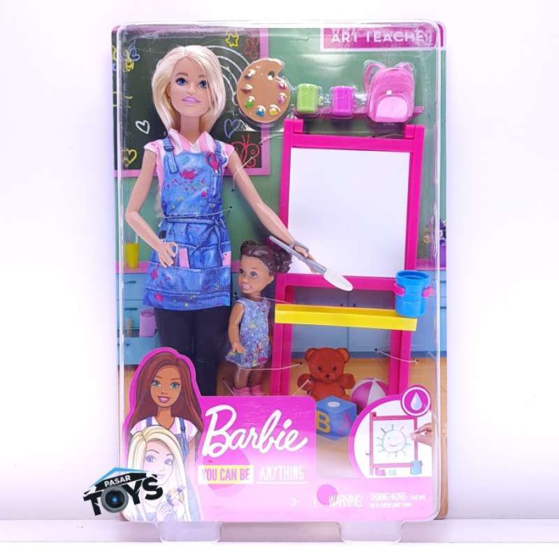 Jual Barbie Art Teacher Playset Blonde Doll, Toddler Doll Boneka Barbie ...
