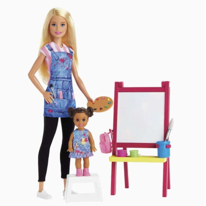 Jual Barbie Art Teacher Playset Blonde Doll, Toddler Doll Boneka Barbie ...