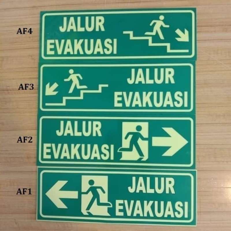 Jual sign rambu akrilik GLOW in the dark JALUR EVAKUASI marka rambu di ...