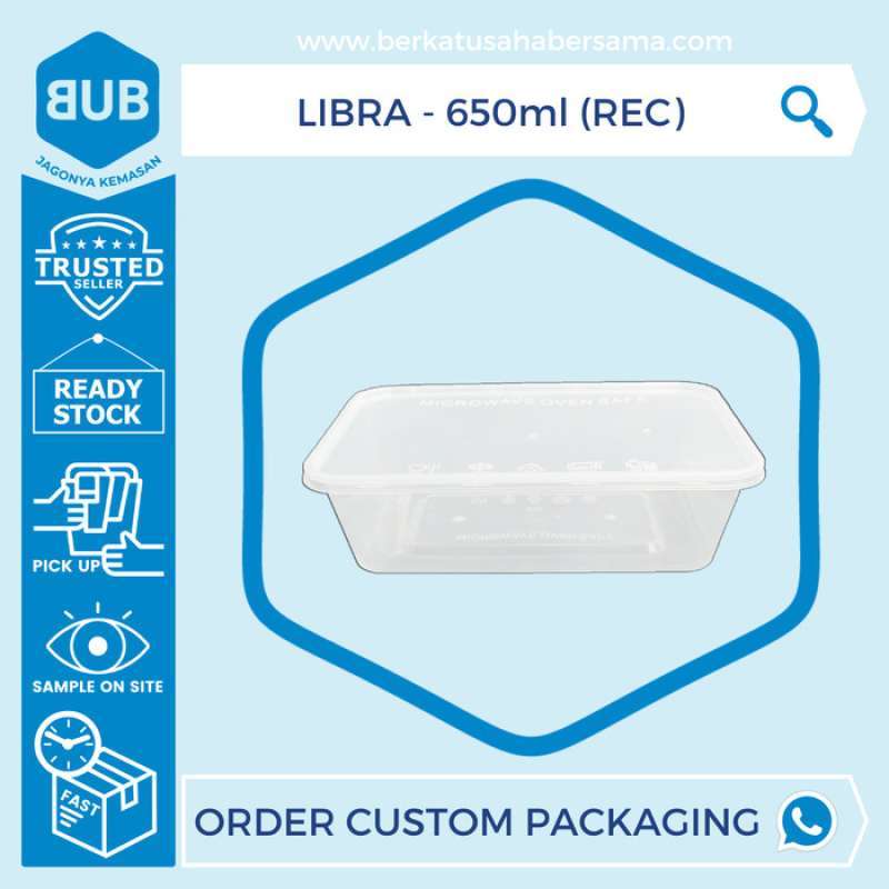 Jual Food Container Take Away Box Thinwall Persegi Panjang 650ml Rec