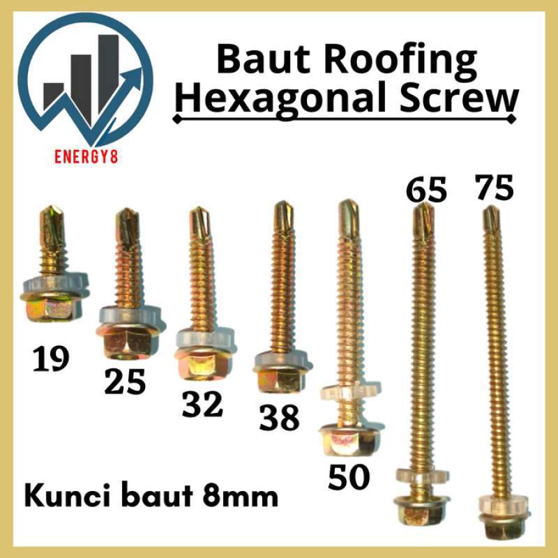 Jual Baut Roofing 12x75mm Isi 200 Pcs | Sekrup Baja Ringan | Baut ...