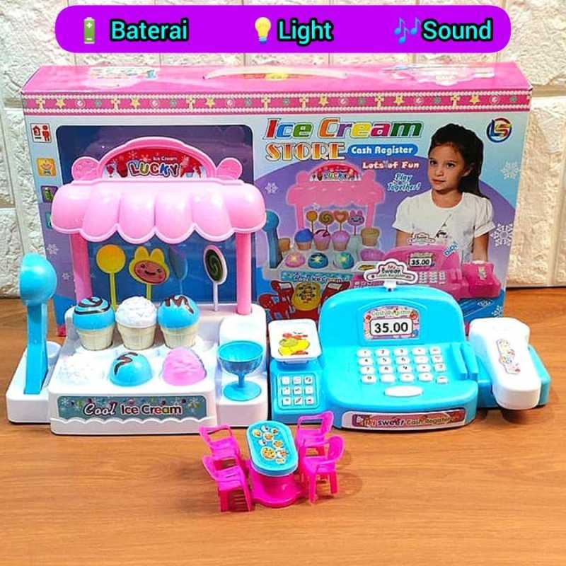 Jual Mainan Kasir Kasiran Baterai Cash Register Cashier Ice Cream Store ...