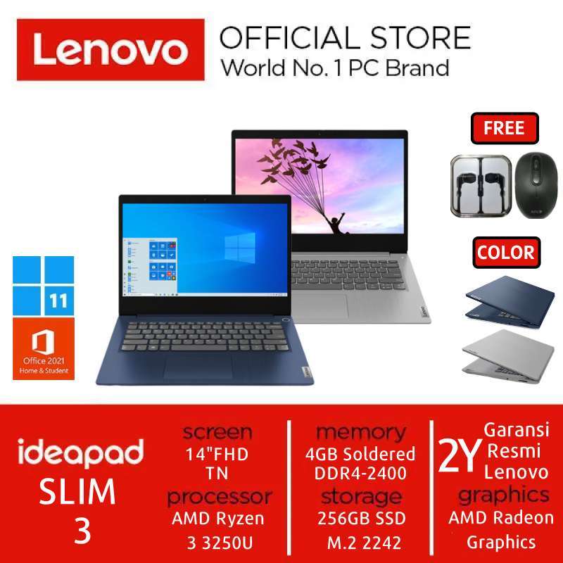 Jual Lenovo Ideapad Slim 3 14ada05 Uxid Uyid Notebook [amd Ryzen 3-3250u/4gb/256gb Ssd/14″/win ...