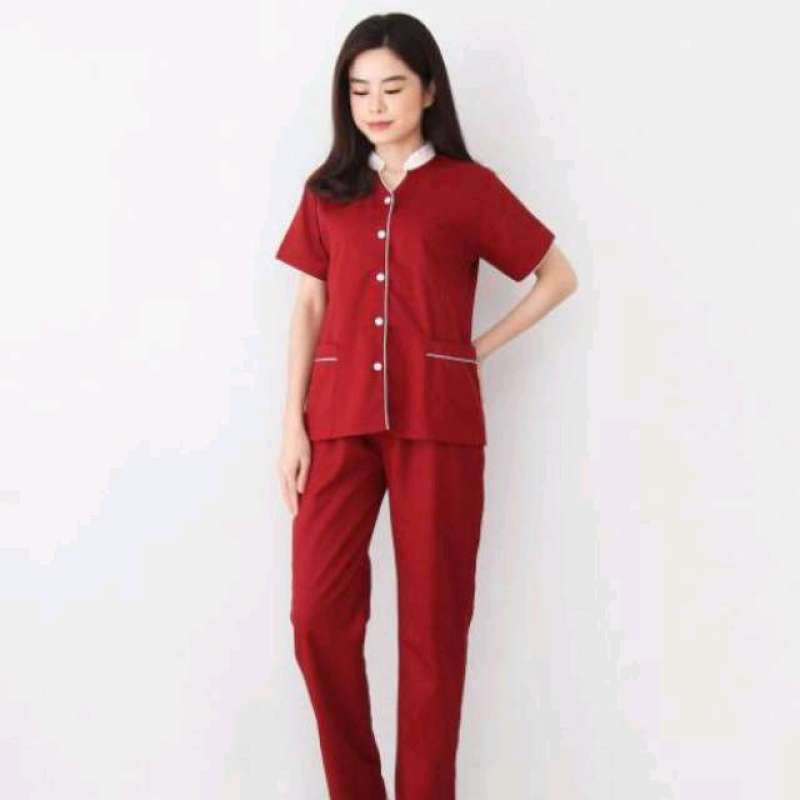 Jual Seragam Suster Scarlett Maroon / Baju Suster / Seragam Nanny ...