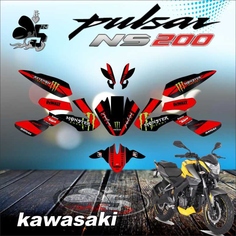 Jual STICKER DECAL KAWASAKI PULSAR NS200 FULL BODY MONSTER TECH 3 ...