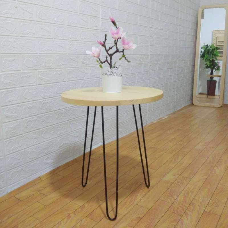 Promo Round Table Kayu Besi/Meja Bulat/Meja Ruang Tamu/Round Table ...