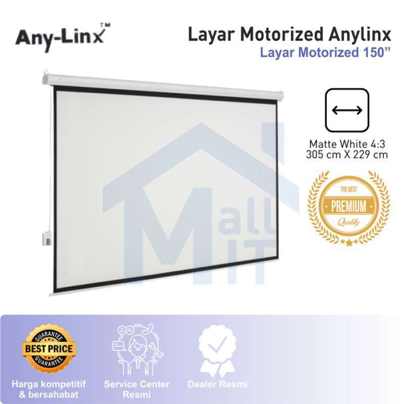Jual Layar Motorized Proyektor Screen 150 Inci 4:3 Anylinx 2.3m X 3m Di ...