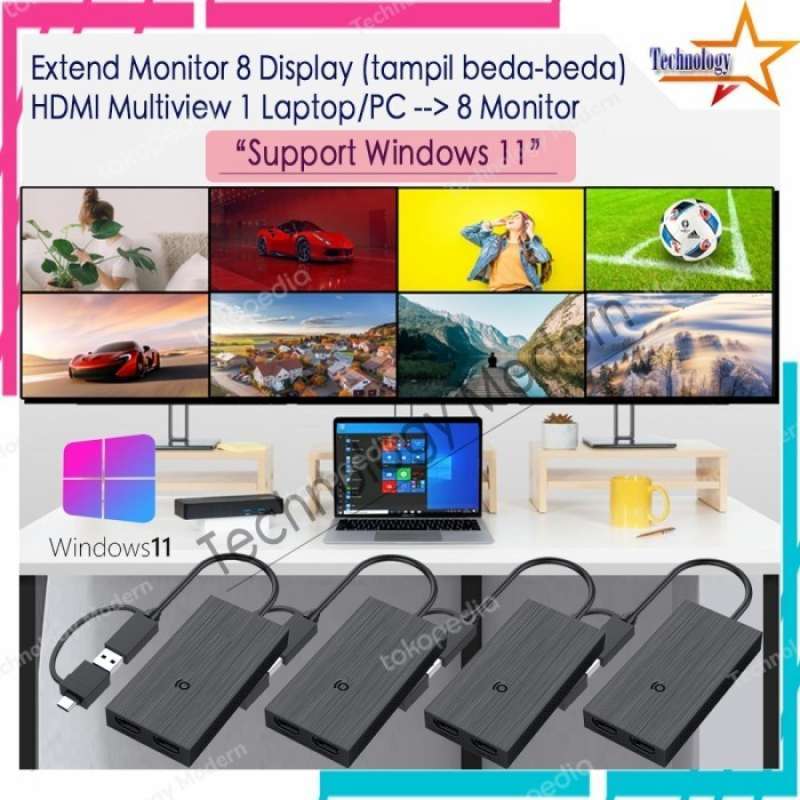 Jual HDMI Extend Monitor 8 Display (tampil beda-beda) - USB 3.0 ...