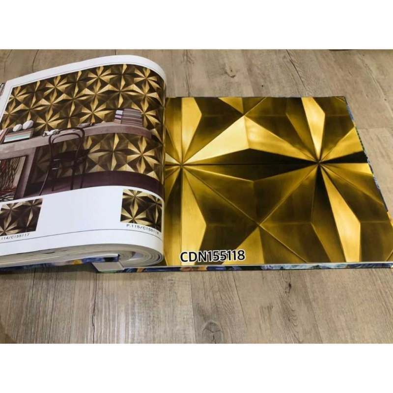 Jual Wallpaper Dinding Kotak Segitiga Prisma Modern Gold 3D Visual di ...