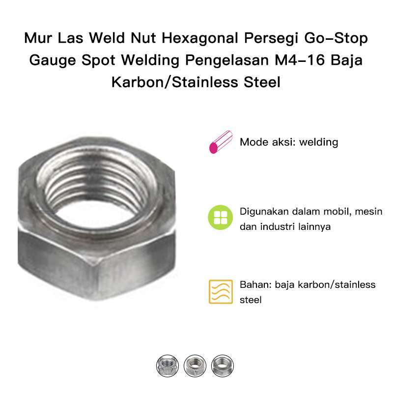 Jual Mur Las Weld Nut Hexagonal Persegi Go-stop Gauge Spot Welding ...