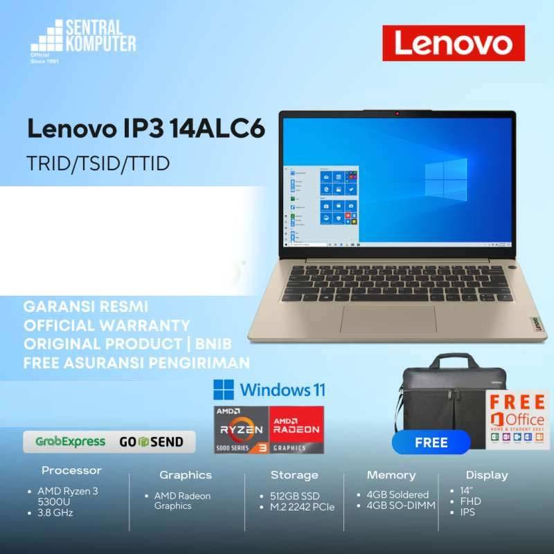 Jual Lenovo Ip3-14alc6-trid/ttid - Ryzen 3 5300u--8gg-512gb-win 11 ...