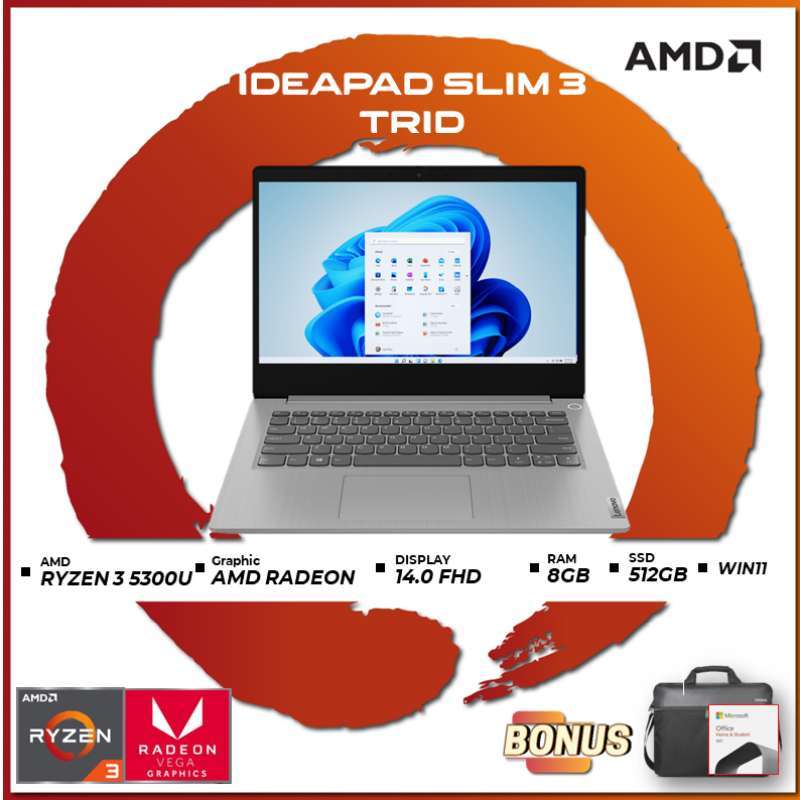Jual LENOVO IDEAPAD SLIM 3 TRID TSID TTID |RYZEN 3 5300U 8GB 512SSD 14. ...