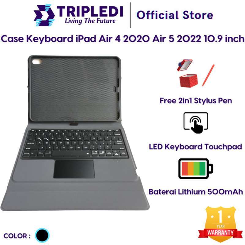 Promo Tripledi Case Ipad Air 4 10.9 Inch Keyboard Backlit Touchpad ...