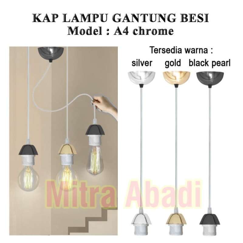 Jual KAP FITTING LAMPU GANTUNG BESI E27 MODEL A4 CHROME di Seller ...