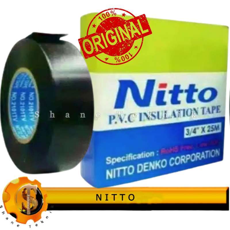 Jual NITTO Isolasi Kabel Listrik Original Tape PVC 3/4 X 25m Lakban ...