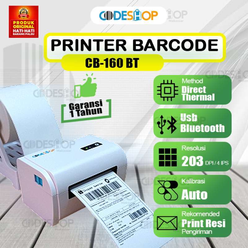 Jual CETAK RESI MARKETPLACE PRINTER BLUETOOTH CODESHOP CB-160BT ...