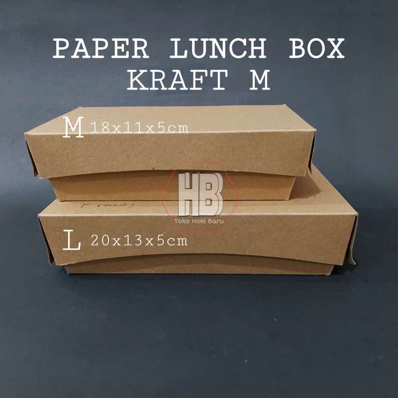 Jual [100 Lembar] Paper Lunch Box Kraft Size M / Kotak Makan Kertas Box ...