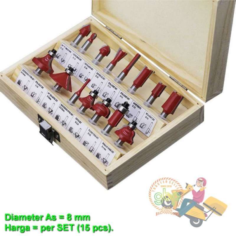 Promo Mata Router 8Mm Trimmer Trimer Profil Serut Pinggiran Kayu - Set ...