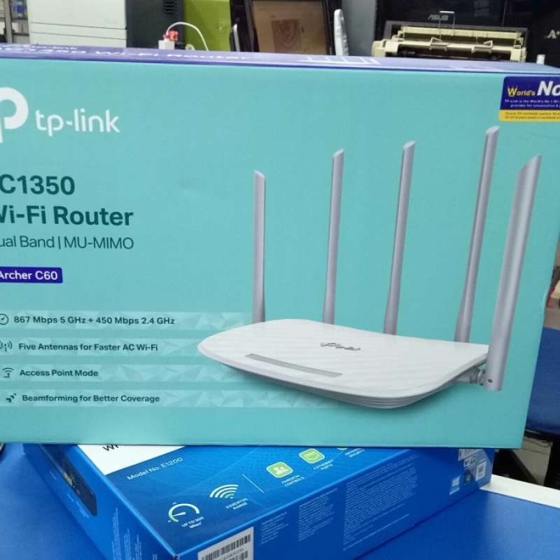 Promo Ac 1350 Wifi Router 5 Antenna Dualband Mimo Tp Link Archer C60 ...