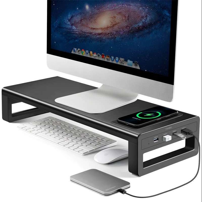 Jual Meja Monitor Stand Riser Aluminium 4 Port USB 3.0 + Wireless ...