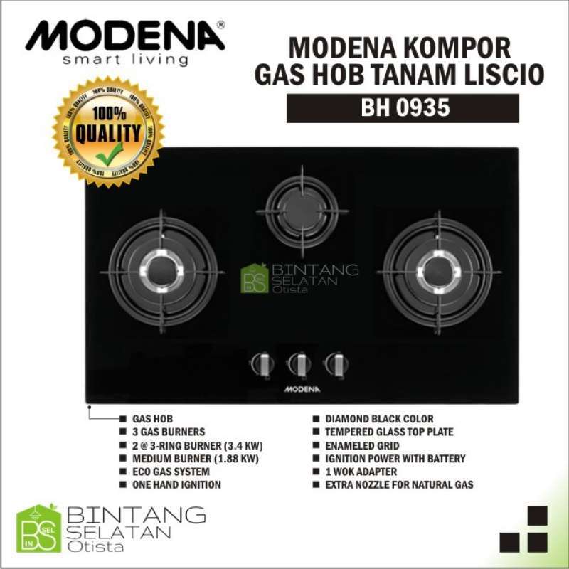 Jual Modena Kompor Gas Hob Tanam Liscio Bh 0935 Bh0935 Di Seller ...