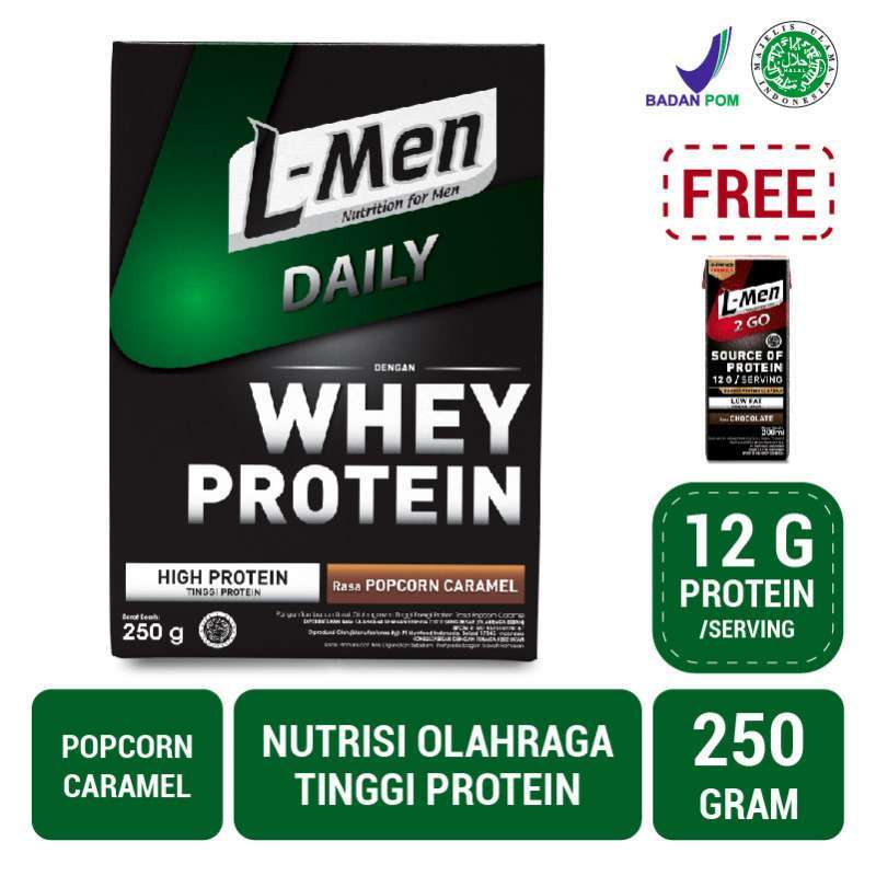 Jual FREE L-MEN 2 GO - L-Men Hi Protein Daily Popcorn Caramel 250g ...