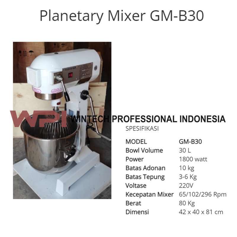 Jual Gomesin GM-B30 Planetary Mixer / Mixer Roti & Kue Planetary 3 Mata ...