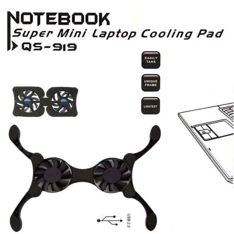Jual Cooling pad notebook kecil - kipas laptop lipat 2 fan di Seller ...