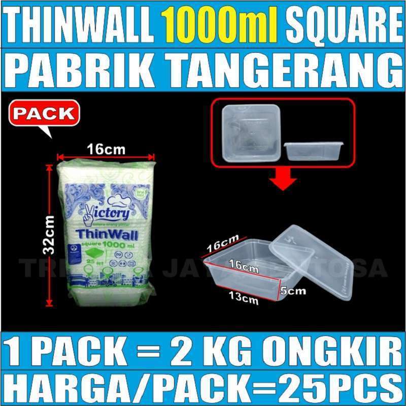 Promo Thinwall SQ 1000ml Square Per Pack Food Container Kotak Makanan ...