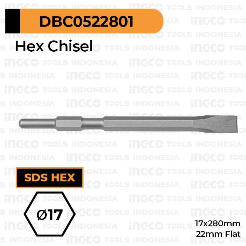 Promo SDS-Hex Chisel Flat (22 mm) INGCO - Mata Bor Bobok Pahat Tembok ...