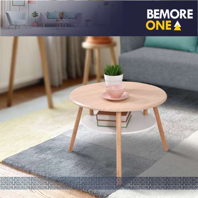 Promo Meja Tamu Minimalis Bulat Gaya Skandinavian, Kaki Solid Natural ...