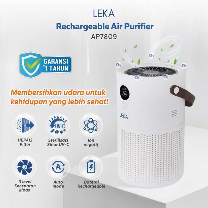 Jual Buy1 Get 1 Leka Ap7809 Rechargeable Air Purifier - Hepa13 Filter ...
