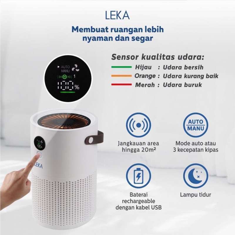 Jual Buy1 Get 1 Leka Ap7809 Rechargeable Air Purifier - Hepa13 Filter ...