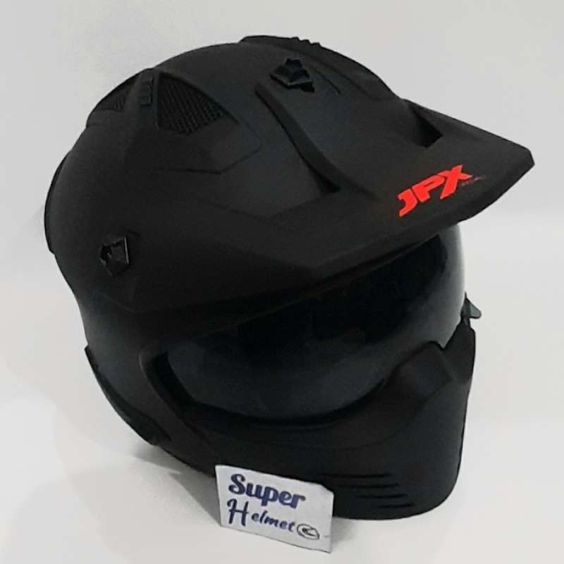 Promo Helm JPX MX 726R solid polos Super Black doff/red (ongkir 2 kilo) Diskon 23% di Seller ...