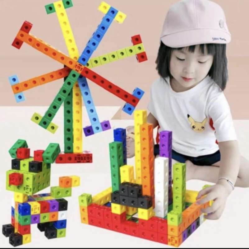 Jual mainan edukasi balok lego / mainan berhitung linking cubes ...