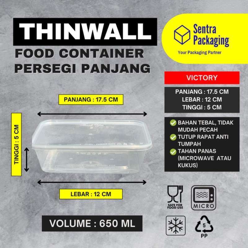 Jual Kotak Makan Plastik 650ml Thinwall Food Container Victory