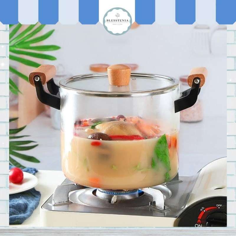 Jual Panci Masak Kaca Anti Panas Transparent Glass Cooking Pot Noodle ...